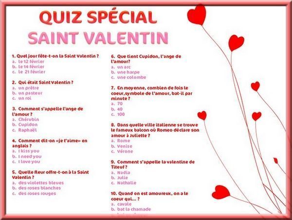 Quiz spécial Saint Valentin